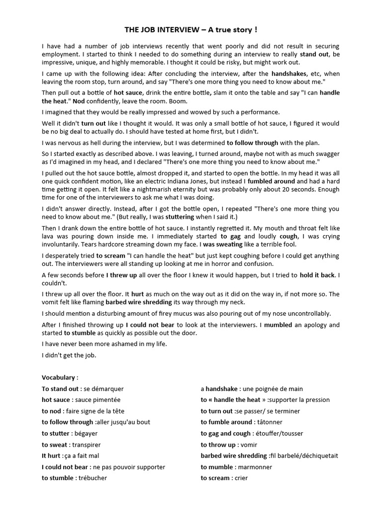 The Job Interview | PDF