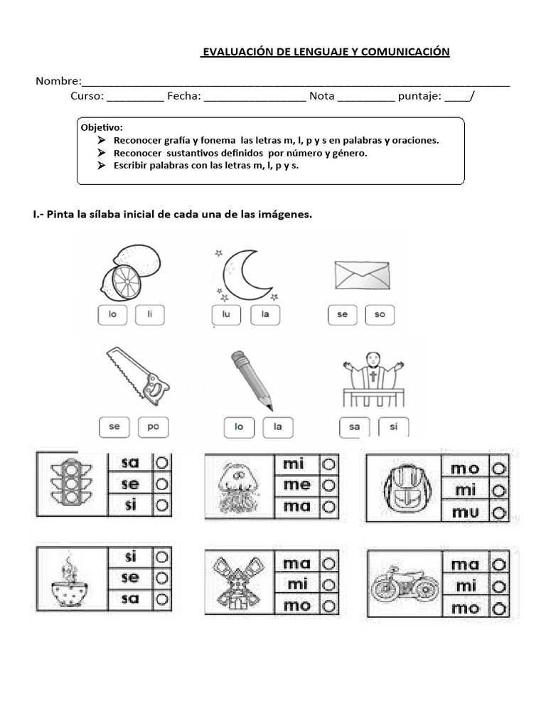 Evaluación Lenguaje Letras LMSP | PDF | Artes del Lenguaje y Comunicación