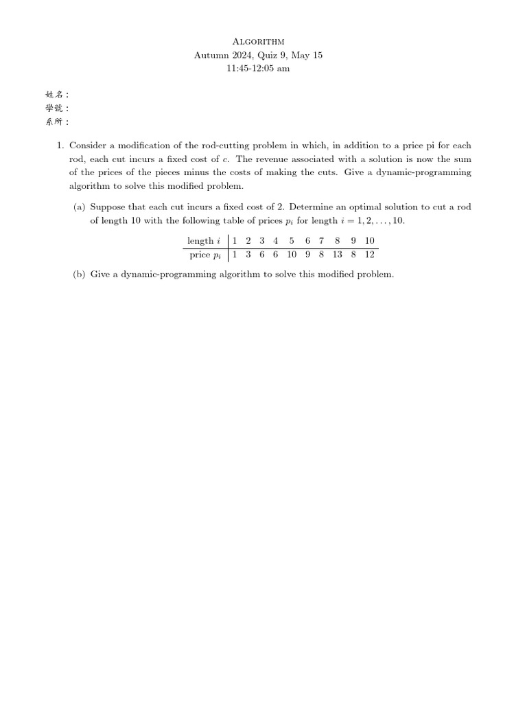 Dynamic Programming for Rod Cutting | PDF | Teaching Methods ...