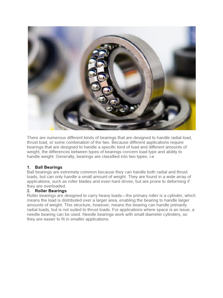 There Are Numerous Different Kinds of Bearings That Are Designed To ...