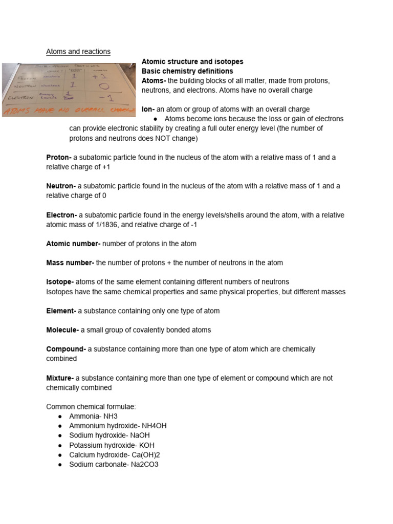 Atomic structure and isotopes notes | Download Free PDF | Atoms | Molecules