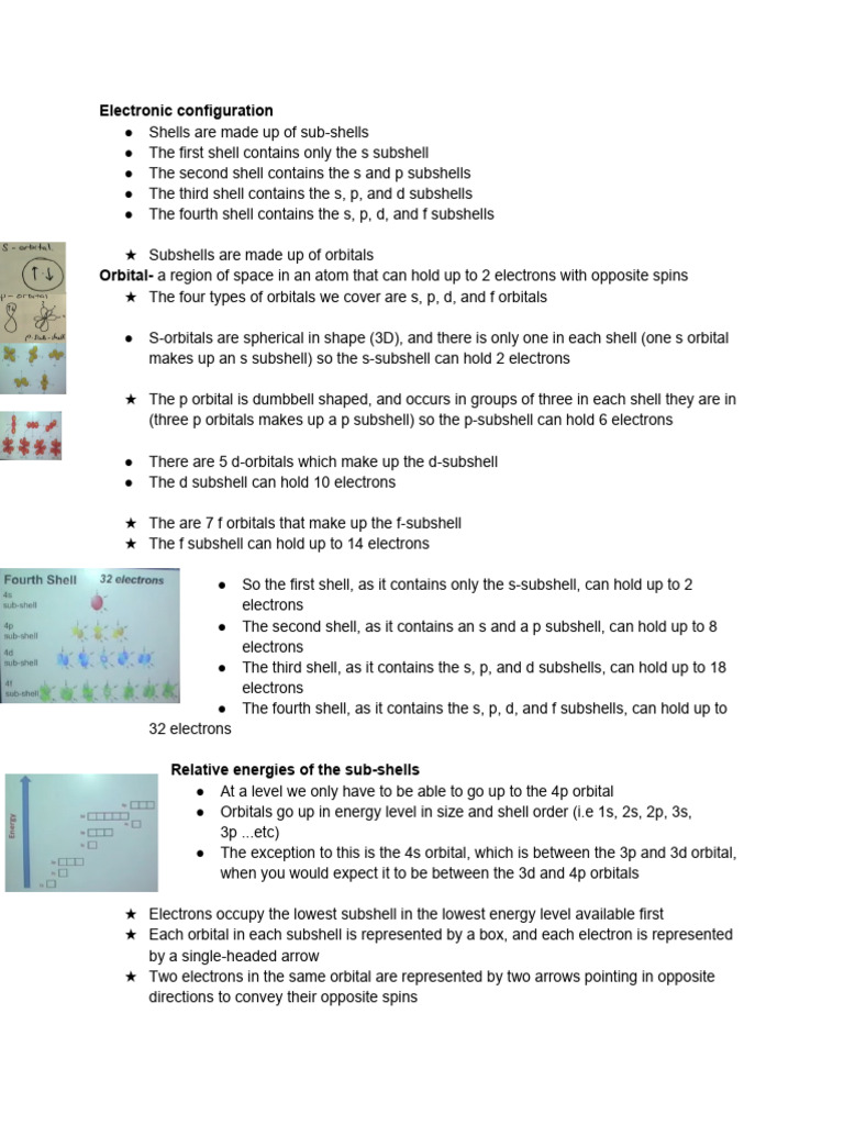Electronic Structure Notes | PDF | Atomic Orbital | Electron Configuration