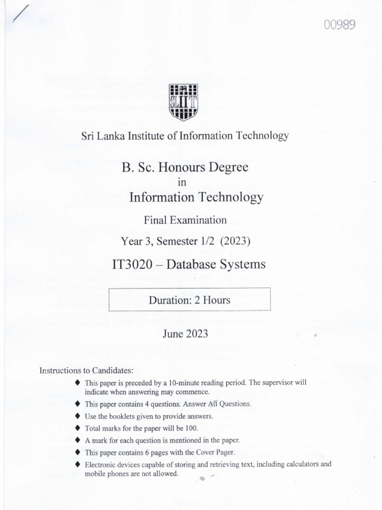 IT3020 -Database Systems | PDF | Database Index | Relational Database IT3020 -Database Systems | PDF | Database Index | Relational Database