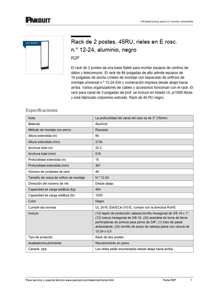 PanduitProductDetails R2P | PDF | Tornillo | Equipo