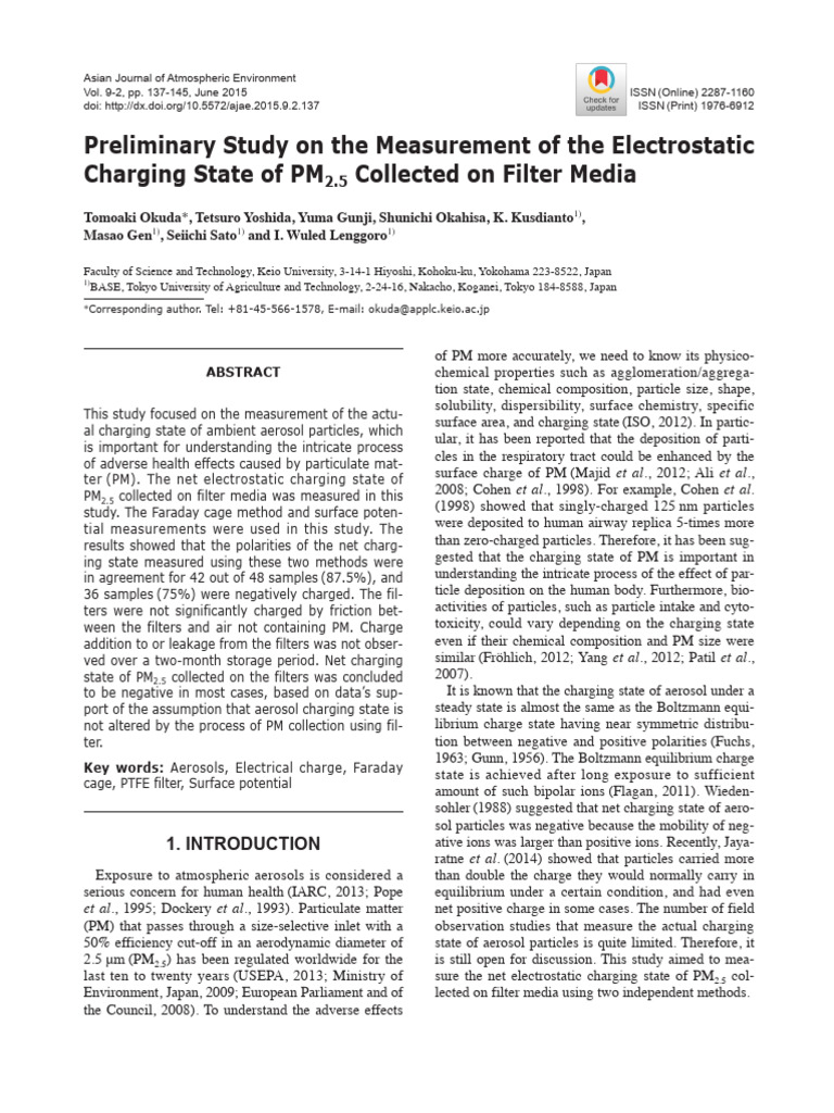 Measuremet of Electrostatic Charge | PDF | Particulates | Aerosol