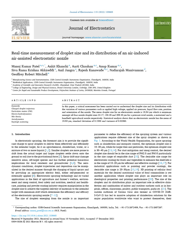 real time measurement of droplet size and its distribution of an air ...