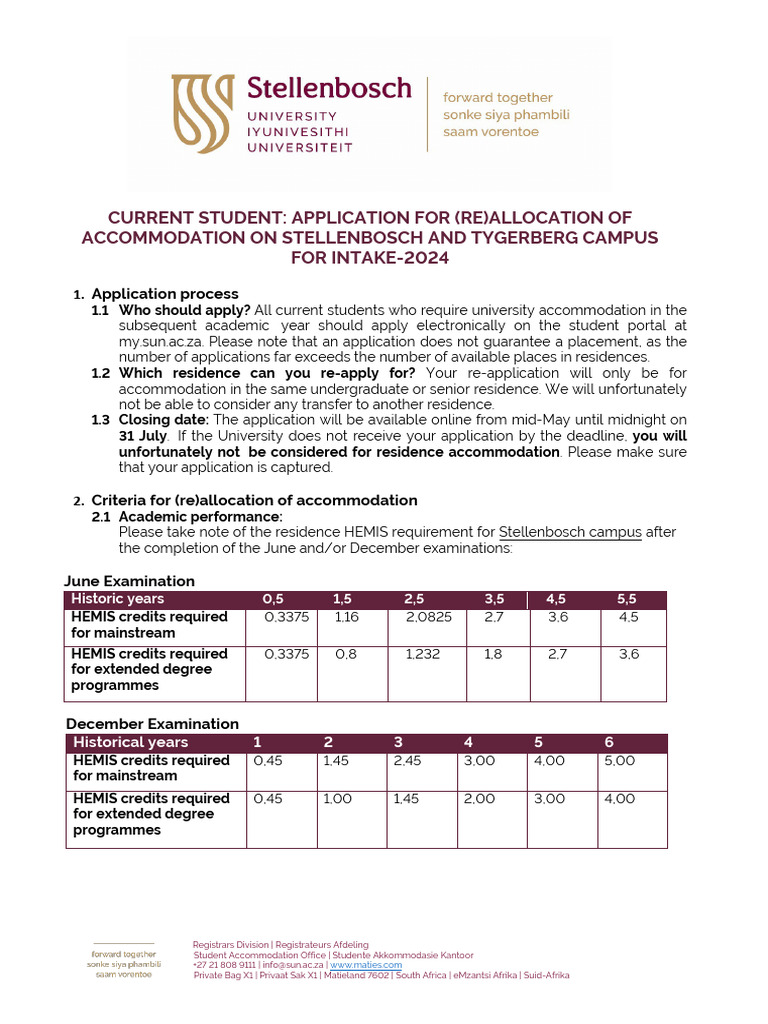 What Senior Students Need to Know Residence Re-Admission | PDF | Educational Stages