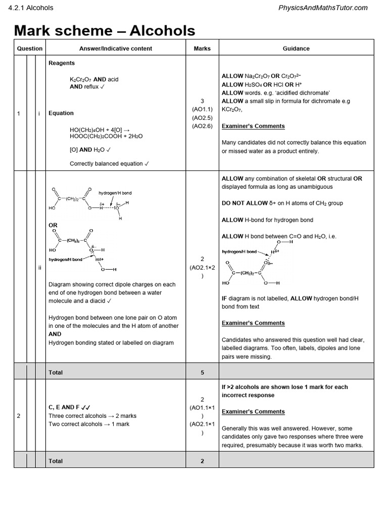 downloadChemistryA Leveltopic QsOCR A4 Core Organic ChemistrySet G4.2 ...