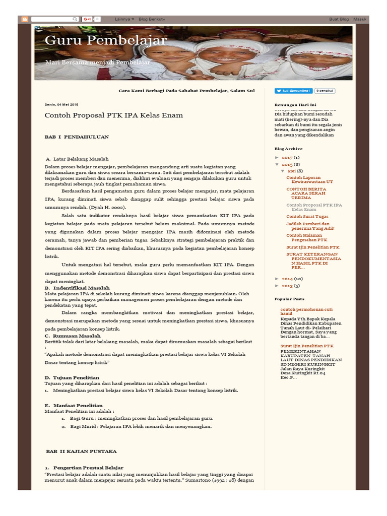 Contoh Proposal PTK | PDF