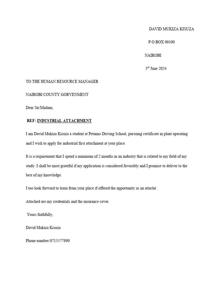 Industrial Attachment Letter | PDF