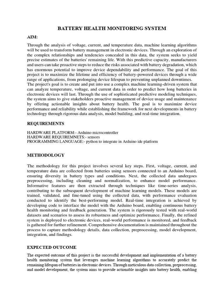 Battery Health Monitoring System - 240504 - 195808 | PDF | Machine Learning | Reliability ...