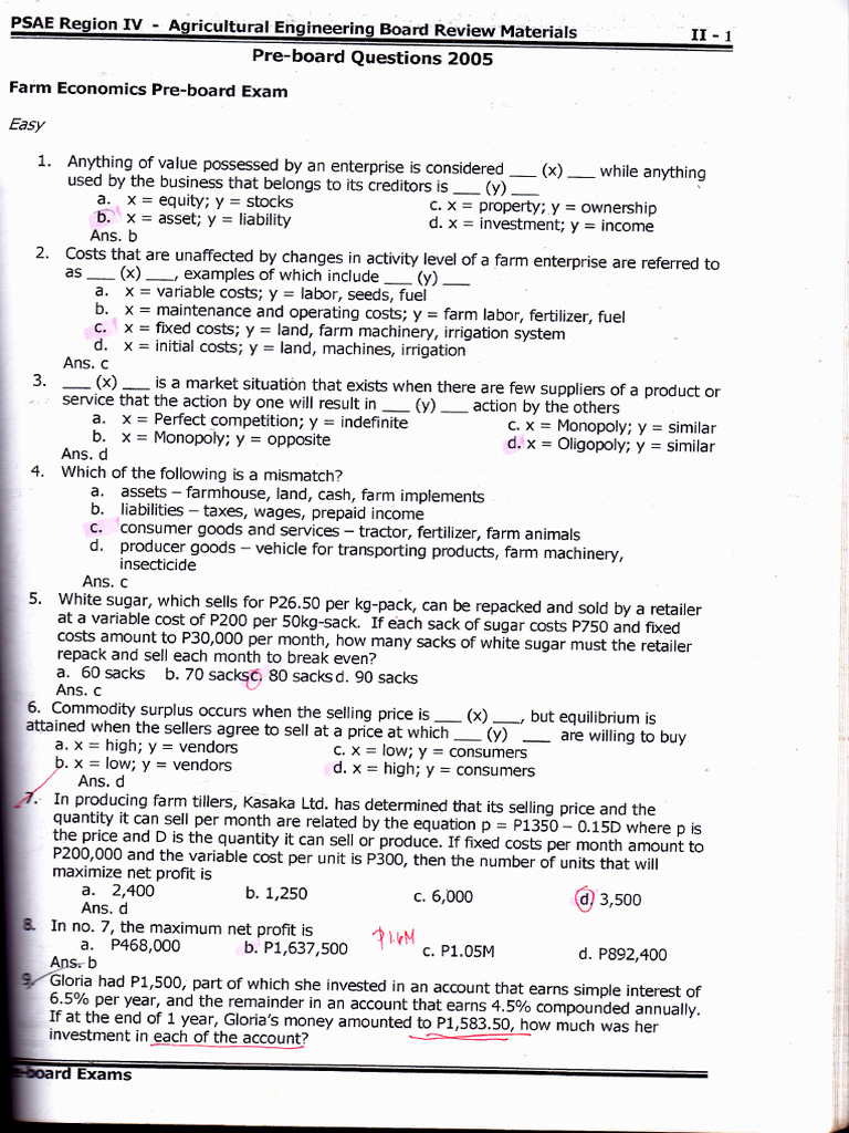 Pre-Board Questions 2005 | PDF | Volt | Electrical Network
