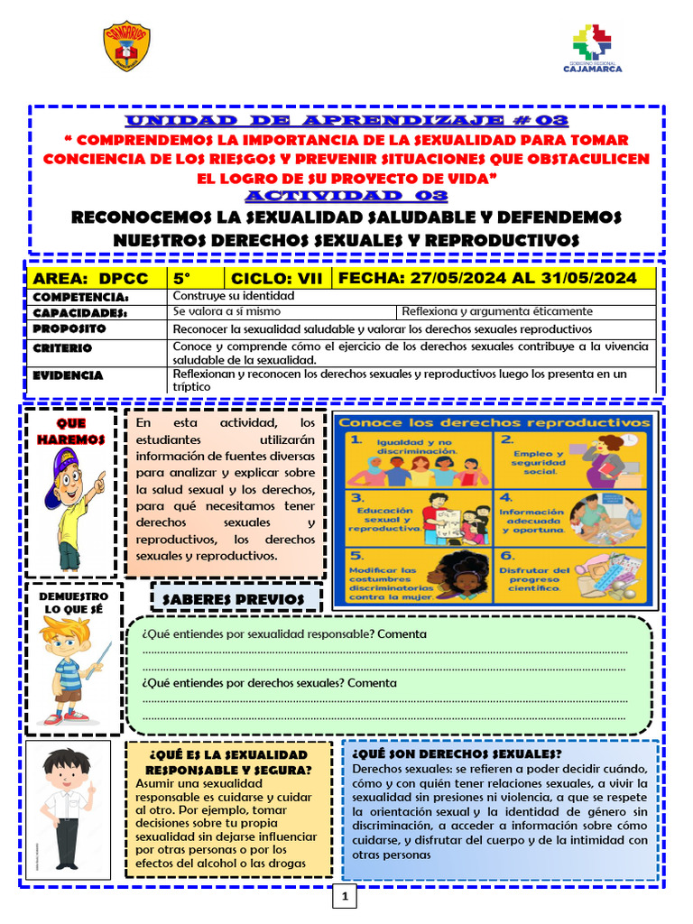 Actividad 3 DPCC 5° Unidad 3 | PDF | La sexualidad humana | Derechos reproductivos