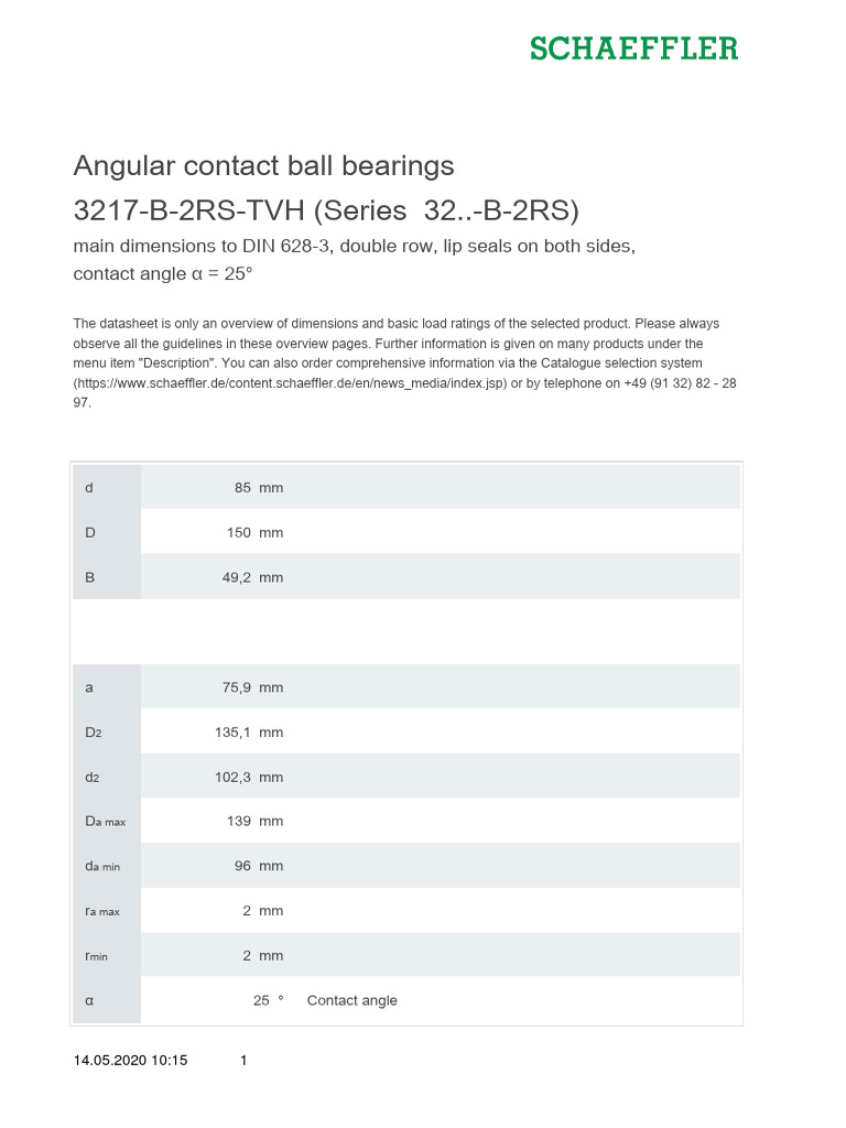 3217 B 2RS TVH | PDF