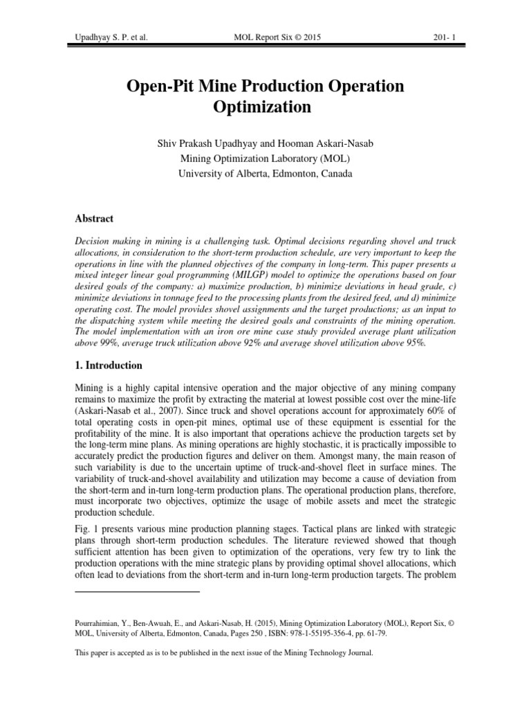 Open-Pit Mine Production Operation Optimization | PDF | Mathematical Optimization | Mining