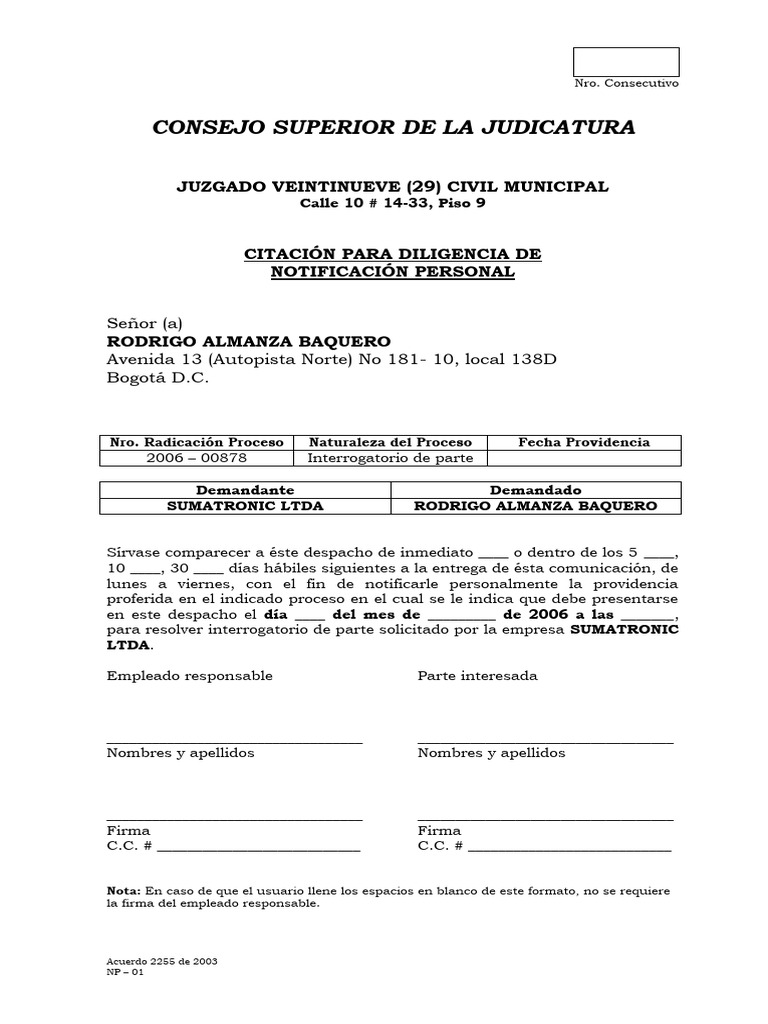 Citación Notificación Personal V | PDF Citación Notificación Personal V | PDF