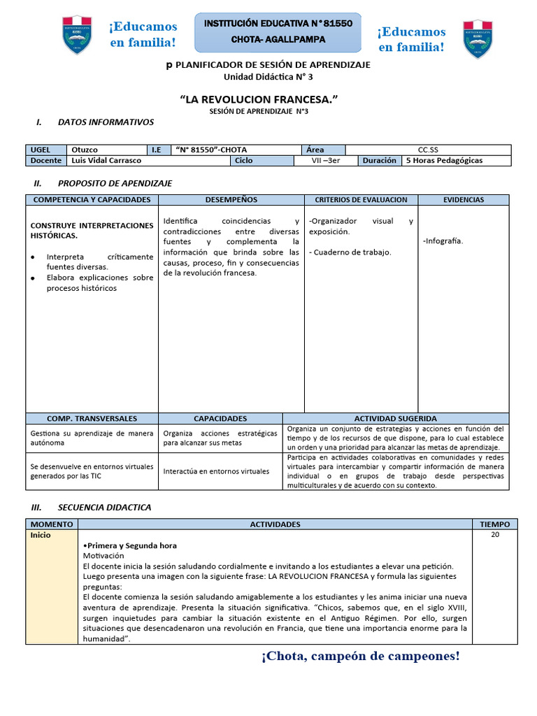 SESIÓN DE APRENDIZAJE N°3-CCSS-3er GRADO-2da Parte | PDF | Aprendizaje | Evaluación