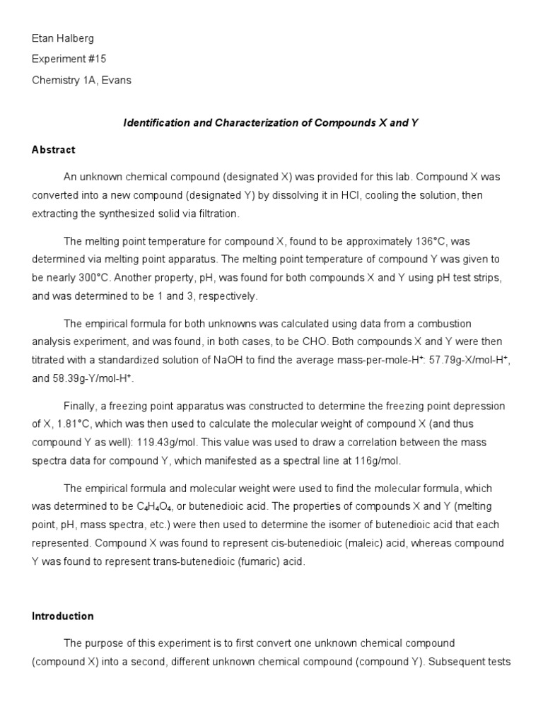 Chem01A Exp15 FormalReport | PDF | Molar Concentration | Mole (Unit)
