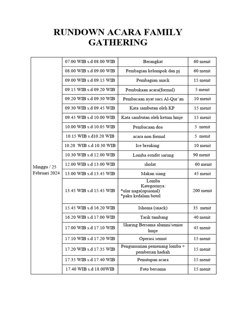 Rundown Acara Family Gathering-1 | PDF