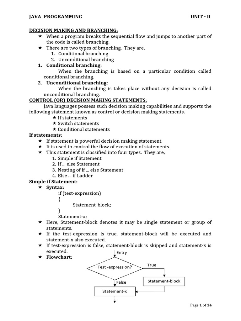 Java Unit-2 Final | PDF | Control Flow | Computing Java Unit-2 Final | PDF | Control Flow | Computing