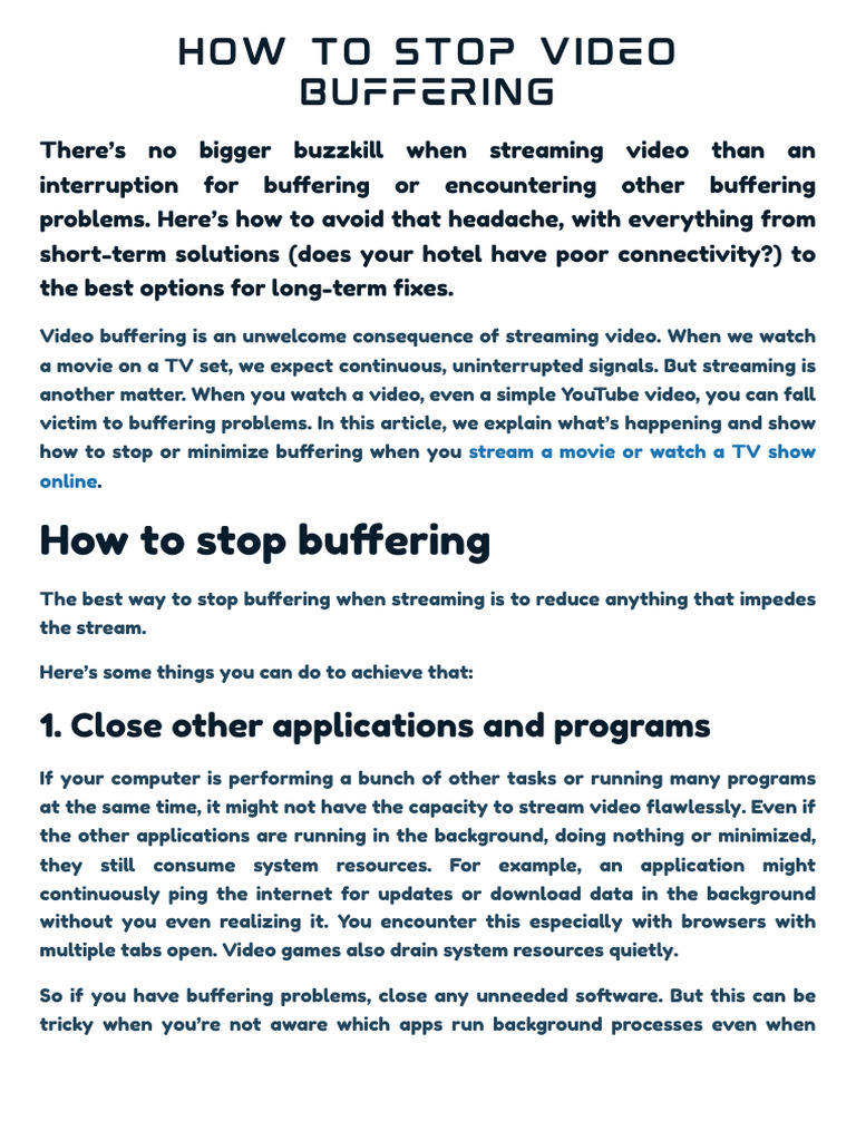 How To Stop Video Buffering | PDF | Virtual Private Network | Streaming Media