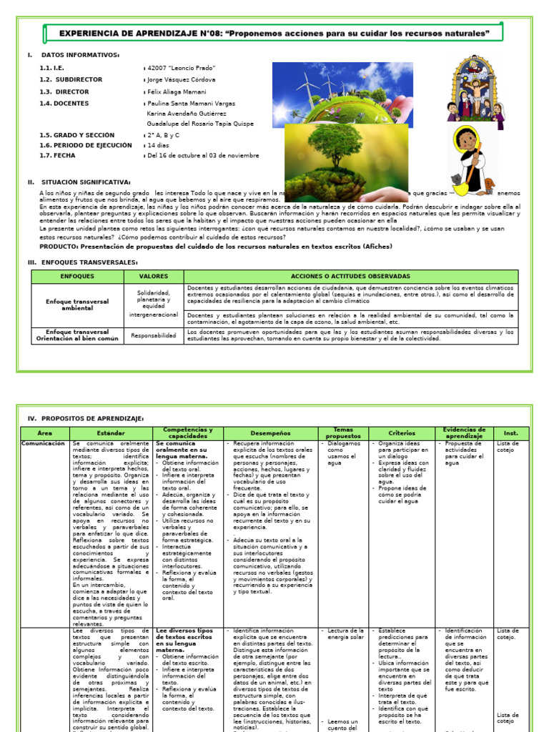 Experiencia de Aprendizaje N°08-Segundo-Grado-A-2023 | Descargar gratis PDF | Números | Geometría