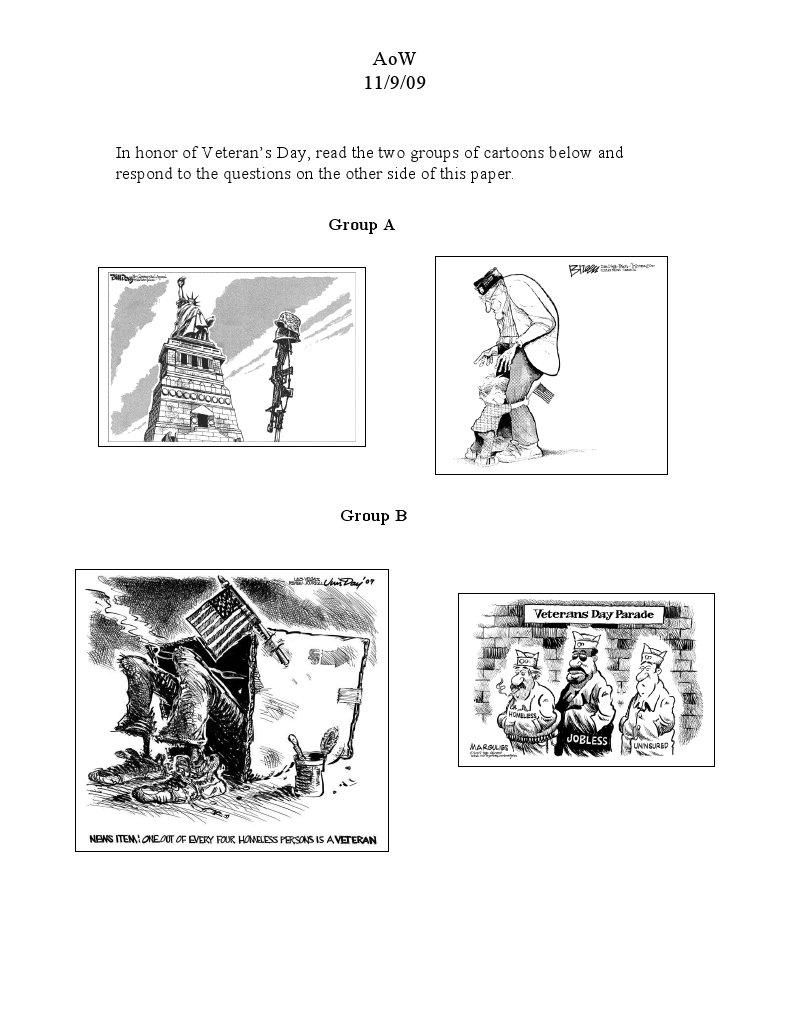 AoW 9 Veterans Day Cartoons | PDF