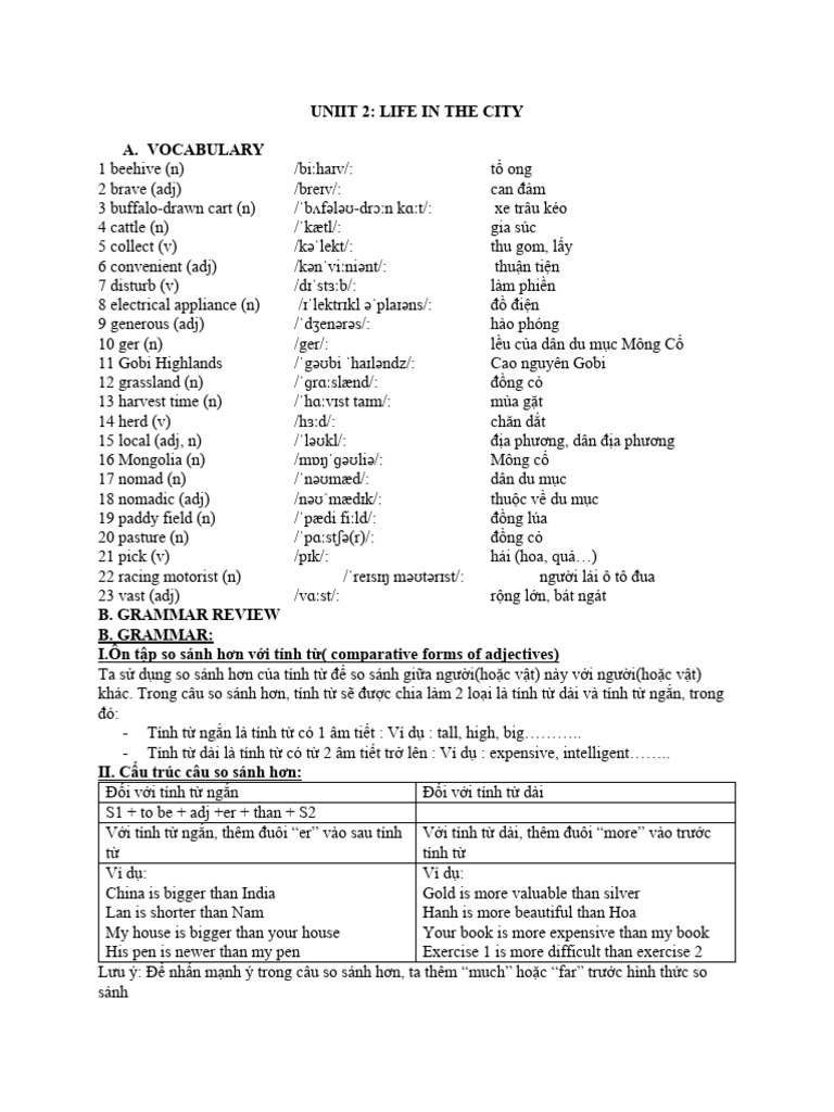 8.unit 2 - Life in The City | PDF