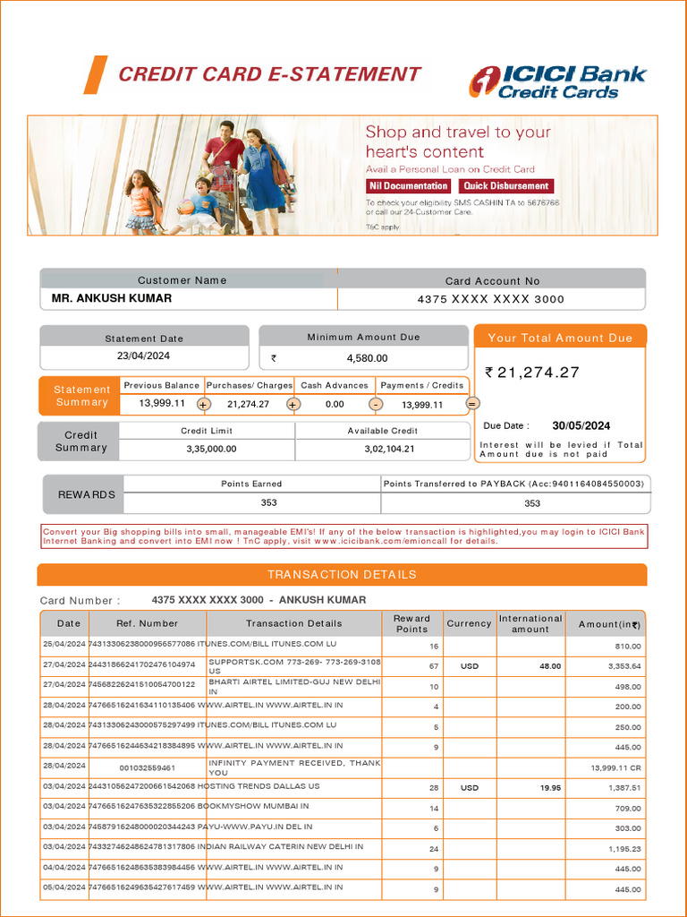 Credit Card Statement | PDF | Credit Card | Payments