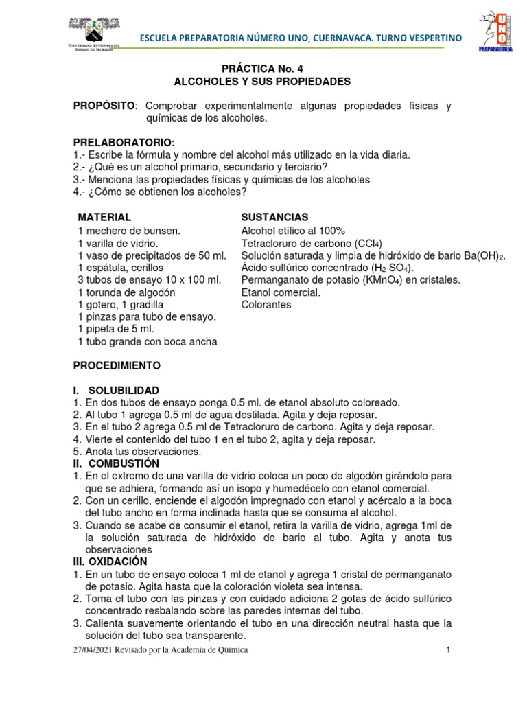 Alcoholes y Sus Propiedades | PDF | Etanol | Química