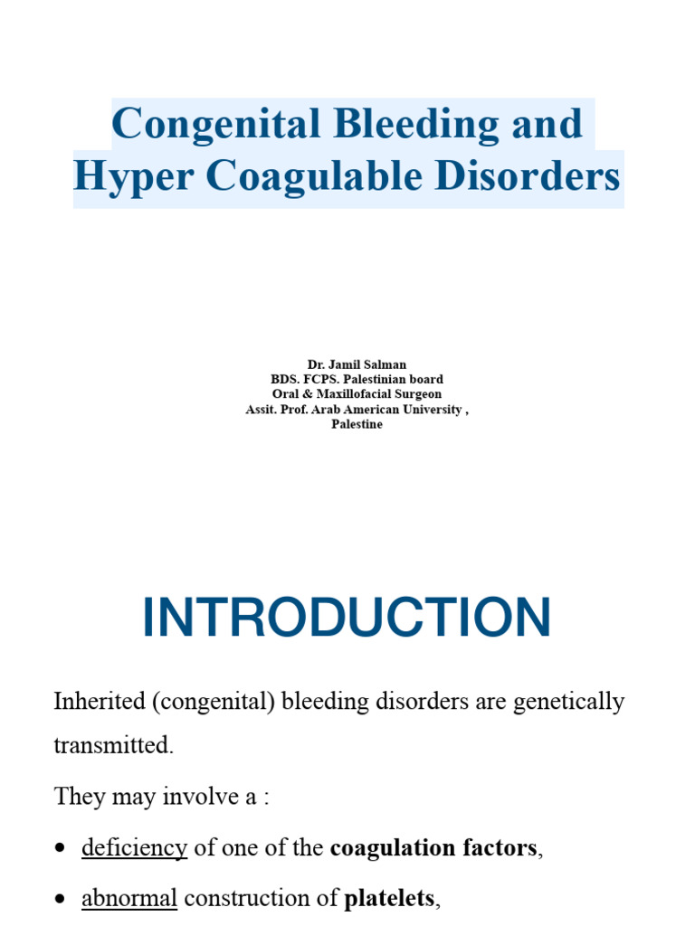 Congenital Bleeding Disorders Modified | PDF | Coagulation | Haemophilia