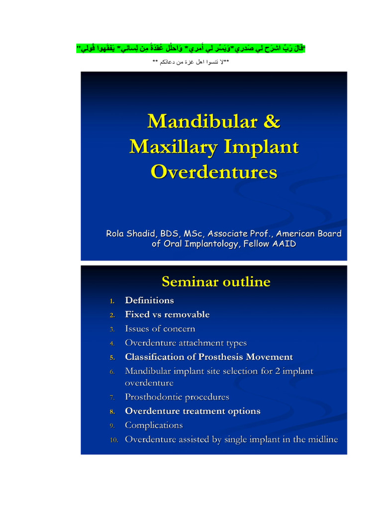 Overdenture Part 1 | PDF