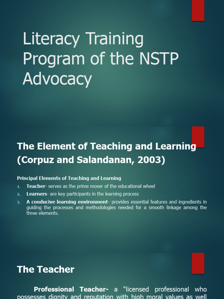 Literacy Training Program of The NSTP Advocacy | PDF | Learning ...