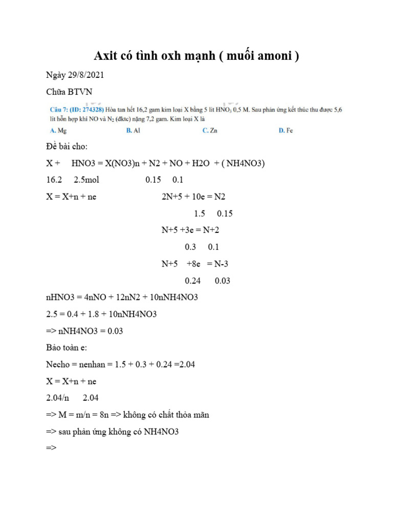 Axit Có Tình Oxh M NH 2 | PDF