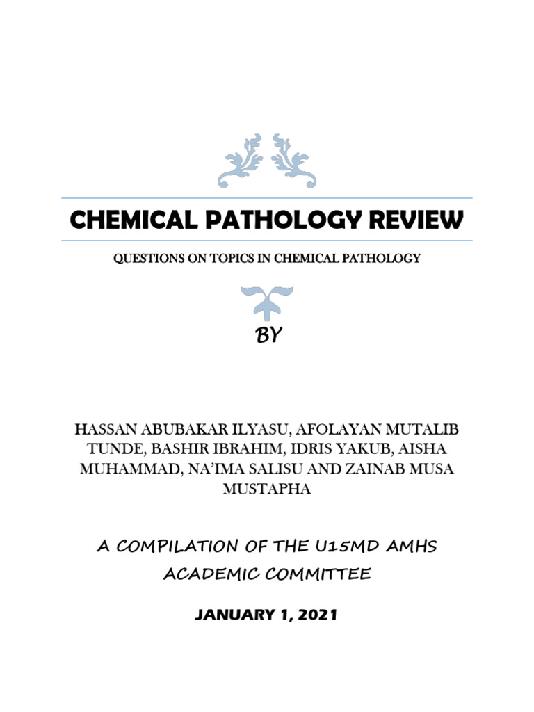 Chemical Pathology Study Questions | PDF | Diseases And Disorders ...