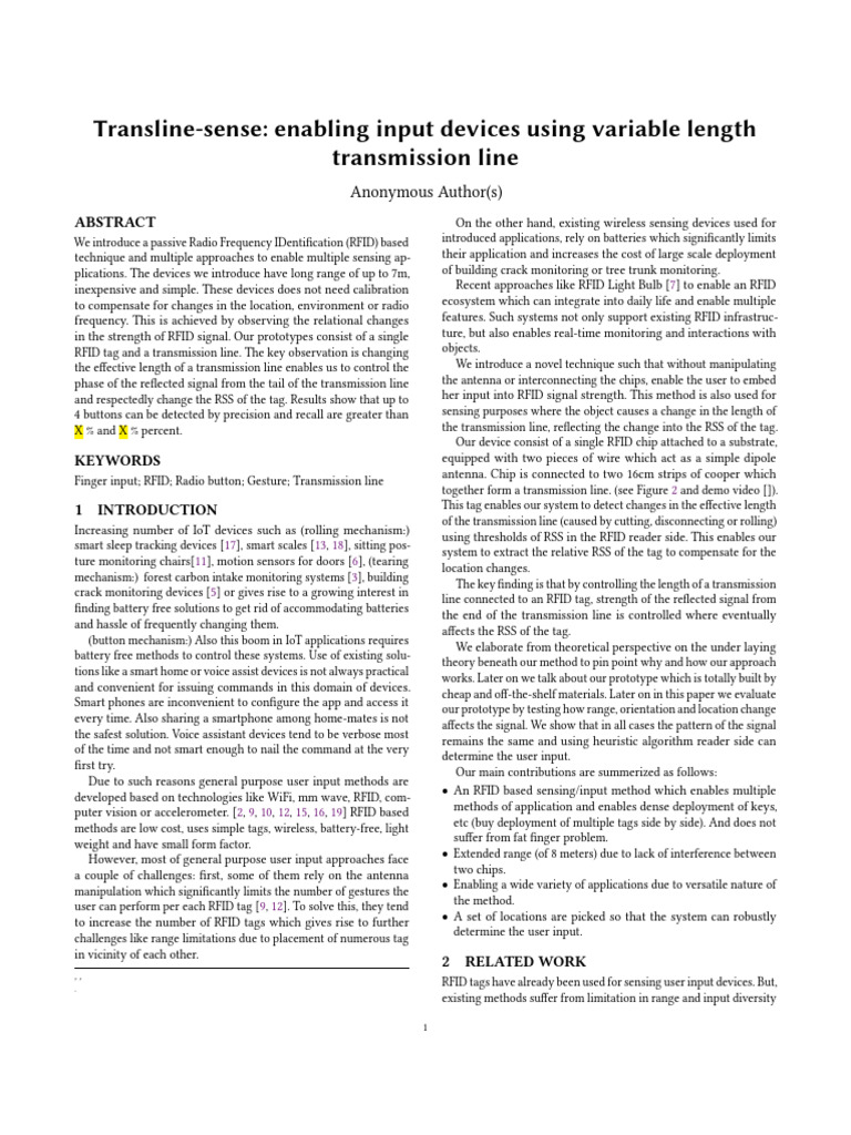 RFID-Based Input Devices with Transmission Line | PDF | Radio Frequency ...