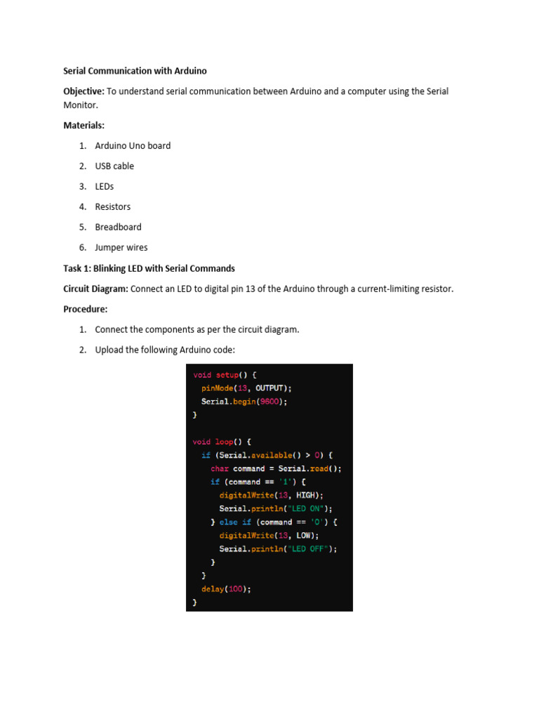 Serial Communication With Arduino Laboratory Activity | PDF | Computers