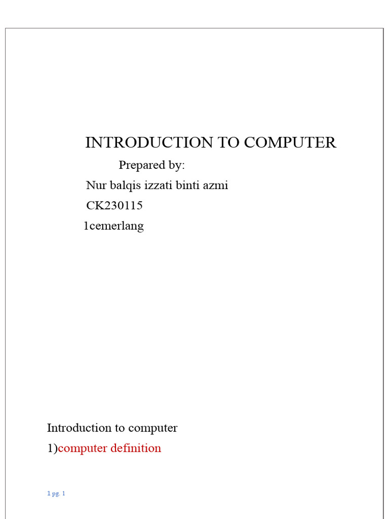 Introduction To Computer | PDF | Operating System | Computer Hardware