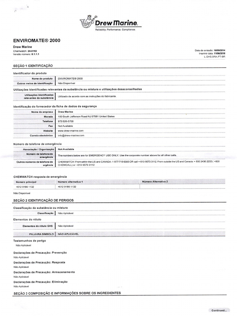 FISPQ - Enviromate 2000 | PDF | Química