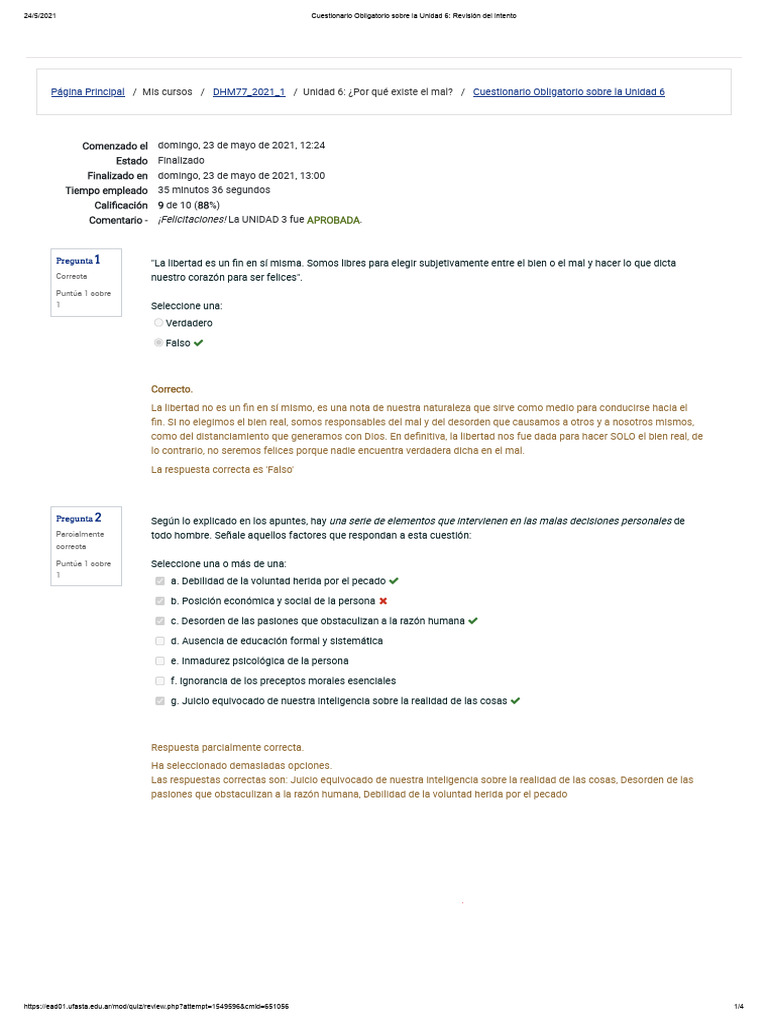 Cuestionario Unidad 6: El Mal y el Pecado | PDF | Pecado | Mal