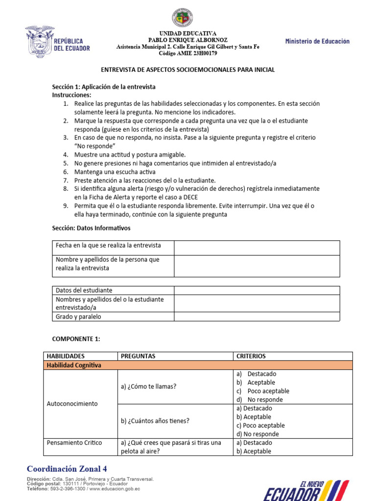 ENTREVISTA INICIAL | PDF | Cognición | Conceptos psicologicos