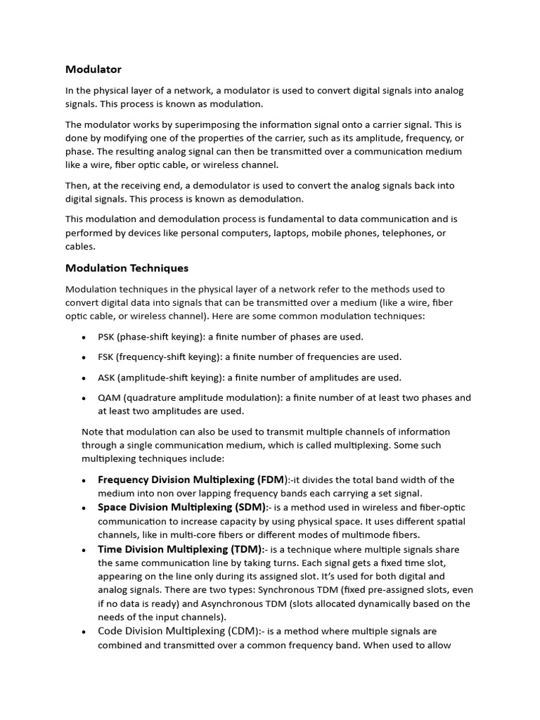 Activity 2 Modulation Techniques Pdf Modulation Multiplexing