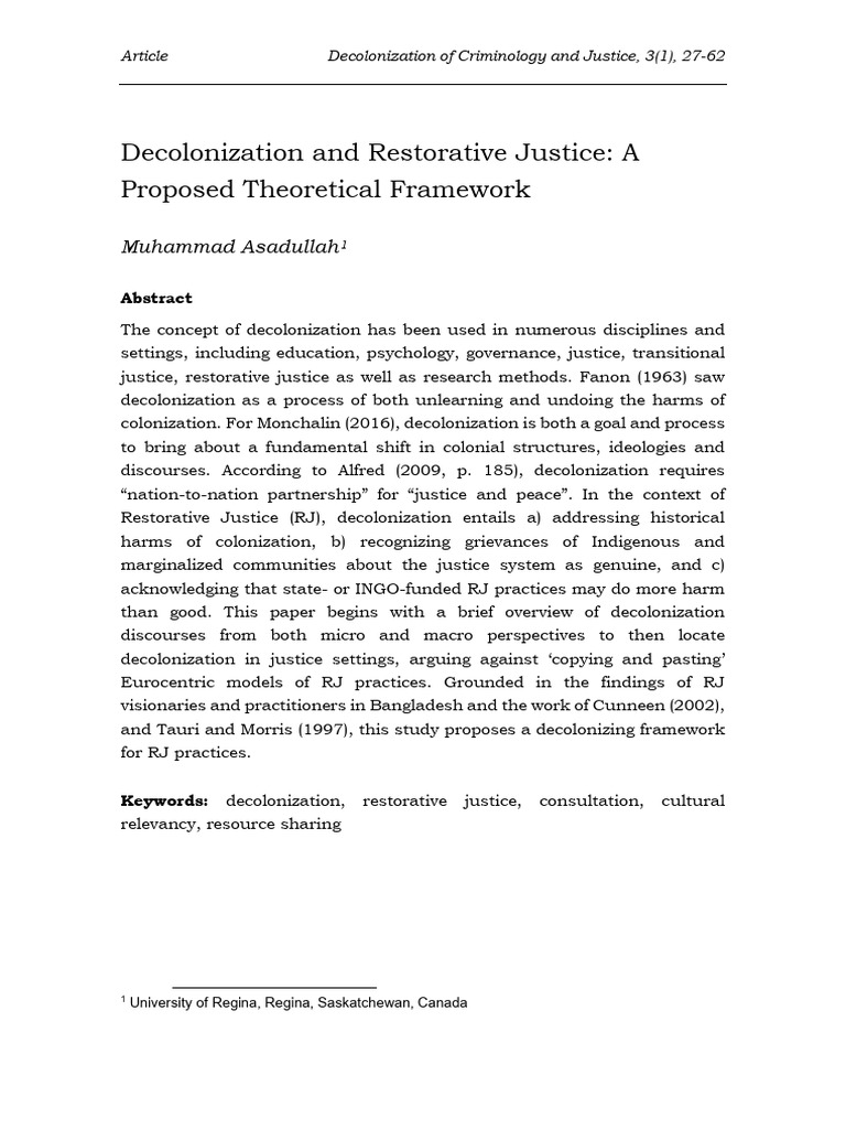 03.08.05 - Decolonization and Restorative Justice | PDF | Decolonization