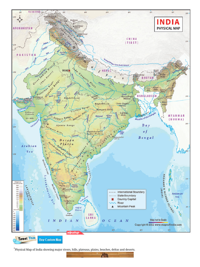 Physical Map of India: Features & Regions | PDF | Mountains | Geology