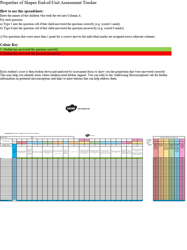 Properties of Shapes End-of-Unit Assessment Tracker | PDF | Angle ...