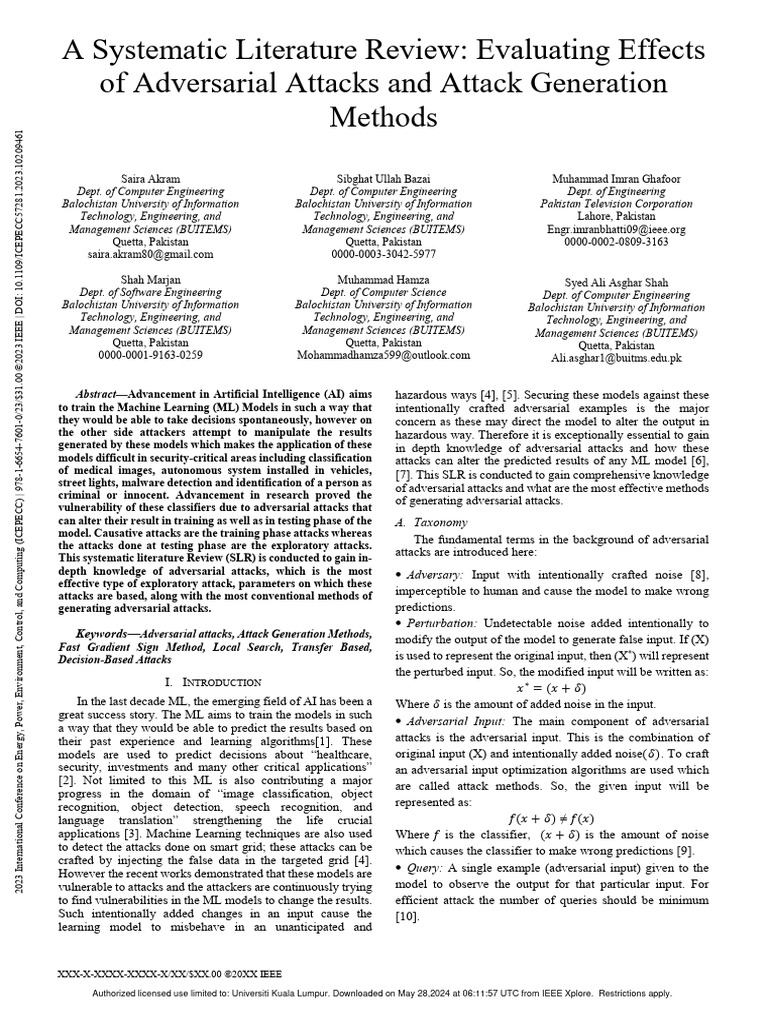 Systematic - Literature - Review - Evaluating - Effects - of - Adversarial - Attacks - and ...