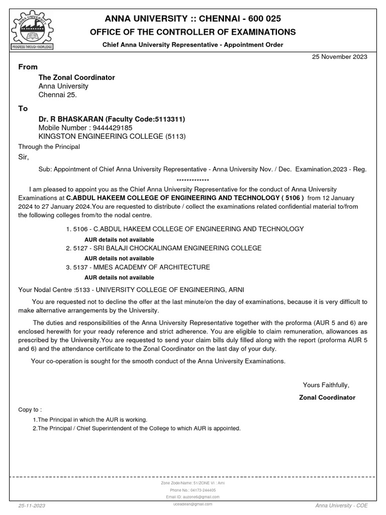 Chief AUR appointment order-12 | PDF