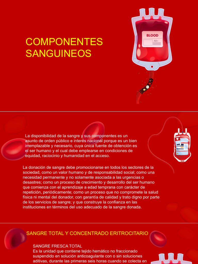 Donación y Uso de Componentes Sanguíneos | PDF | Sangre | Plaqueta