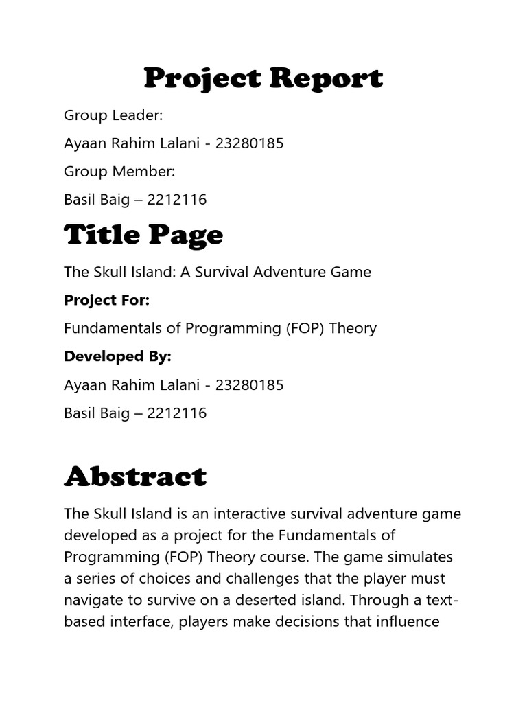 Project Report Fop Theory | PDF | Decision Making | Computing