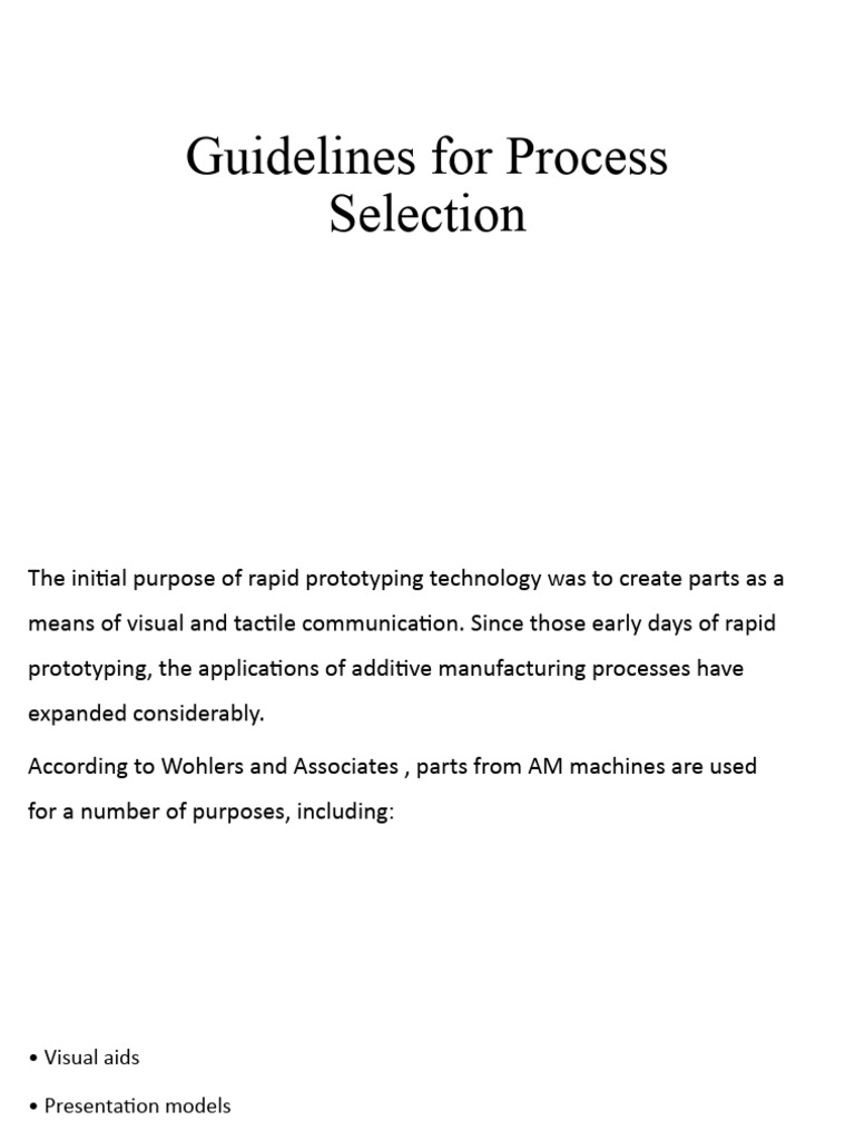 Guidelines For Process Selection | PDF | 3 D Printing | Ultimate Tensile Strength